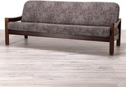 Bielastické potahy MARMO hnědé trojkřeslo s dřevěnými rukojeťmi (š. 150 - 200 cm)