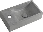 Sapho Sapho, CREST L betonové umyvadlo včetně výpusti, 40x22 cm, černý granit, AR403