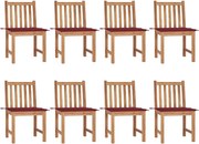 Zahradní židle s poduškami 8 ks masivní teak 3073151