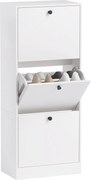 HOMCOM Botník se 3 skládacími dvířky, botník s nastavitelným děličem, štíhlý botník pro 12 párů bot 47 x 28 x 115 cm, bílý | Aosom