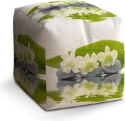 Sablio Taburet Cube Bílá orchidej - 50x50x50 cm