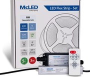 McLED LED pásek - sada 3 m + Přijímač Nano IP67, 240 LED/m, NW, 6 W/m, DC 24V, 520 lm/m, CRI90, IP67, 10 mm, vodič 3 m ML-126.033.90.S03002