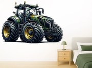 Zelený traktor textilní přelepitelná samolepka na zeď arch 45 x 31 cm
