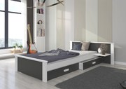 ADRK Postel ALDEX Shelf, CH-Alde-Sh-W+CHA-190-E1959, 180x80 cm s policí, bílá/charcoal