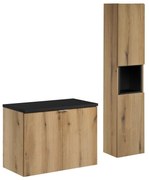 Koupelnová sestava Nova Oak II s deskou a skříňkami 80 cm dub evoke/černá