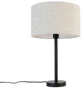 Moderní stolní lampa černá s lněným stínidlem světle šedá 35 cm - Simplo