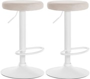 2x Barová židle Ponte - samet, bílý rám - Krémová