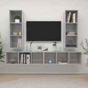 Nástěnné TV skříňky 4 ks betonově šedé dřevotříska 3079884