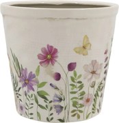 Béžový antik keramický obal květináč s květy Avignon M - Ø 16*16 cm
