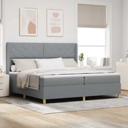 Postel s boxspringem s čelo Světle šedá 200 x 200 cm textil 3341917