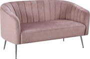 Designový 2-sed, růžová Velvet látka/chrom-stříbrný, BAGY