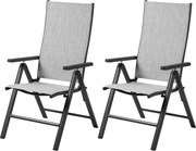 Livarno® Hliníkové polohovací křeslo Houston, světle šedá, 2 kusy