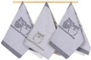 Bellatex Kuchyňské utěrky sada 3 kusů 50x70 cm Sovička Hnědá