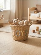 Sinsay - Pletený úložný koš s nápisem „Toys“ - béžová