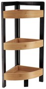 Polička do koupelny Black Bamboo 3, černá/s dřevěnými prvky