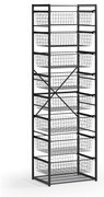 Otevřený košový regál, 8x koš, TYP VII, 600 x 460 x 2020 mm, černá