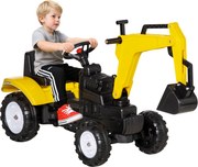 HOMCOM Pedálový Traktor pro Děti 3+ Let Bagr s Přední Lopatou a Klaksonem Max. Nosnost 35 kg, Venkovní D dětský Traktor 107x42x71 cm Žlutý | Aosom