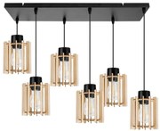 Závěsné svítidlo Timber 7, 6x dřevěné stínítko