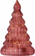 LED svítící stromeček na baterie skleněný, vínový, 23,5 × 13 cm, 3× AA