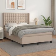 Box spring postel s matrací cappuccino 140x200 cm umělá kůže