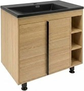 Koupelnová skříňka s černým umyvadlem Naturel Lucca 79x70x45 cm dub mat LUCCA80DU3ABKM