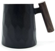 Porcelánový hrnek s dřevěnou rukojetí Black Facette, 400 ml – matný, černý