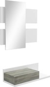 HOMCOM Sada nábytku do vstupní haly, zrcadlo a zásuvka, moderní styl 75x3,5x75 cm a 75x30,5x20 cm, bílá a šedá | Aosom