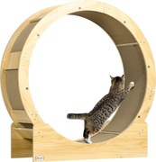 PawHut Cat Exercise Wheel 91 cm průměr - Kočičí kolo s brzdou a škrabacím panelem, Treadmill pro kočky na hubnutí a zdraví, Dub | Aosom