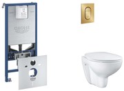 Grohe Rapid SLX - Set předstěnové instalace, klozetu, sedátka SoftClose a tlačítka Arena Cosmopolitan S, kartáčovaný Cool Sunrise SANI11BB4104