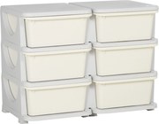 HOMCOM Úložný kabinet pro děti s úložným prostorem, boxy na hračky, organizér hraček, šest úrovní pro dětský pokoj 3-6 let, dětský nábytek, krémově bí