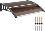Outsunny Střecha nad Dveřmi 75 x 100 cm Pultvordach Zastřešení Polykarbonát Hnědá | Aosom