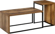 HOMCOM Set 2 Kávových Stolků s Kovovými Nohy v Průmyslovém Stylu pro Obývací Pokoj a Jídelnu 90x48x42 cm a 59x42x36 cm | Aosom