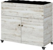 Outsunny Dřevěný vyvýšený záhon se skříňkou, bylinkový záhon na kolečkách, truhlík na květiny 110 x 50 x 95 cm, truhlík na květiny s fleecovou tkanin…