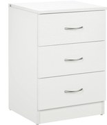 HOMCOM Moderní noční stolek se 3 zásuvkami pro obývací pokoj a ložnici, nosnost 50 kg, 40x35x58 cm, bílý | Aosom