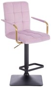 LuxuryForm DESIGN Barová židle VERONA GOLD VELUR na černé hranaté podstavě - levandule