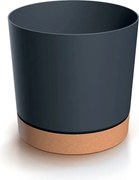 PRO Květináč TUBO PM 10,8cm antracit s miskou v barvě naturo