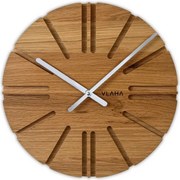 VLAHA Dubové hodiny ATELIER vyrobené v Čechách se stříbrnými ručkami ⌀32,5cm