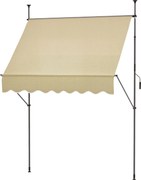 Zatahovací ruční markýza Outsunny 2x1,2 m, venkovní terasová markýza se smyčkou, nastavitelná výška 210-300 cm, bez vrtání, UV30+ ochrana pro balkon a