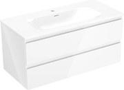 Mexen Orio, koupelnová skříňka 100 cm s umyvadlem Vela, 2 zásuvky, bílá lesklá, 91A10-10047-2-BFF00-W23M00