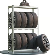 Regál na pneumatiky TYRE, 120x40x180cm, max. 795kg, stříbrná/světle hnědá Jurhan