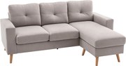 HOMCOM L-tvará látková pohovka, souprava pohovek v lněném vzhledu, rohová pohovka s chaise longue pro 3 osoby, rohová pohovka do obývacího pokoje, svě