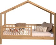 Domečková dětská postel z dubového dřeva s roštem v přírodní barvě 90x200 cm Forrest – Vipack