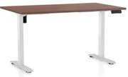 Výškově nastavitelný stůl OfficeTech B, 120 x 80 cm, bílá podnož, ořech