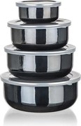 Smaltované misky s víčky METALLIC Black