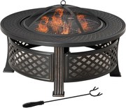 Outsunny miska na oheň pohrabáč ochrana proti jiskrám ohnivý koš ohnivý stůl kulatý ohniště zahrada kempování BBQ ocel černá 81x81x50cm | Aosom
