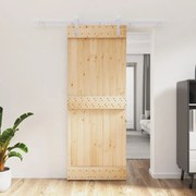 Posuvné Dveře S Kováním 80 X 210 Cm Masivní Borové Dřevo