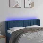 Čelo postele s LED tmavě modré 147 x 16 x 78/88 cm samet