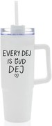 EVERY DEJ IS GUD DEJ - bílý cestovní hrnek s průhledným víčkem 900 ml