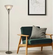 Searchlight EU5222AB Stylová stojací lampa LINEA patina, bílé sklo