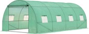 Zelený skleník Outsunny cca 6 x 3 x 2 m, fóliový skleník s 8 okny, rolovacími dveřmi a bočními panely, UV-odolný fóliový tunel, zimní skleník na rajča